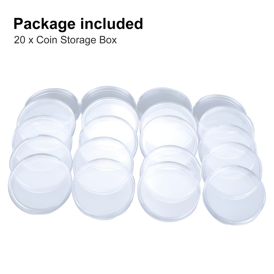 20Pcs 46mm Coin Storage Capsules Container Holders Round Plastic Case ...