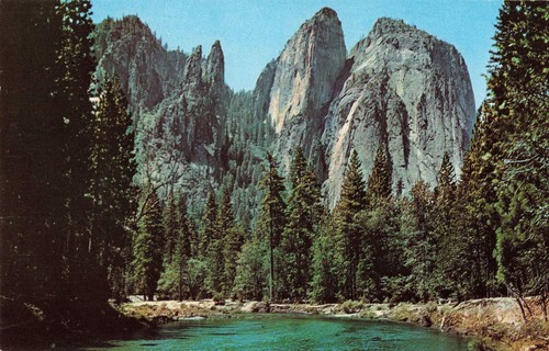 Cathedral Rocks & Spires Yosemite National Park California CA Chrome ...