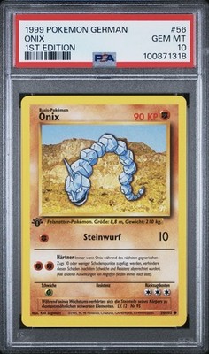 1999 Pokemon GERMAN 1st Edition Base Set Onix 56/102 PSA 10 GEM MINT | eBay