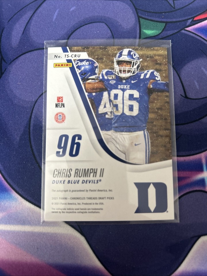 Chris Rumph II 2021 Panini Chronicles Threads Draft Picks Rookie Card ...