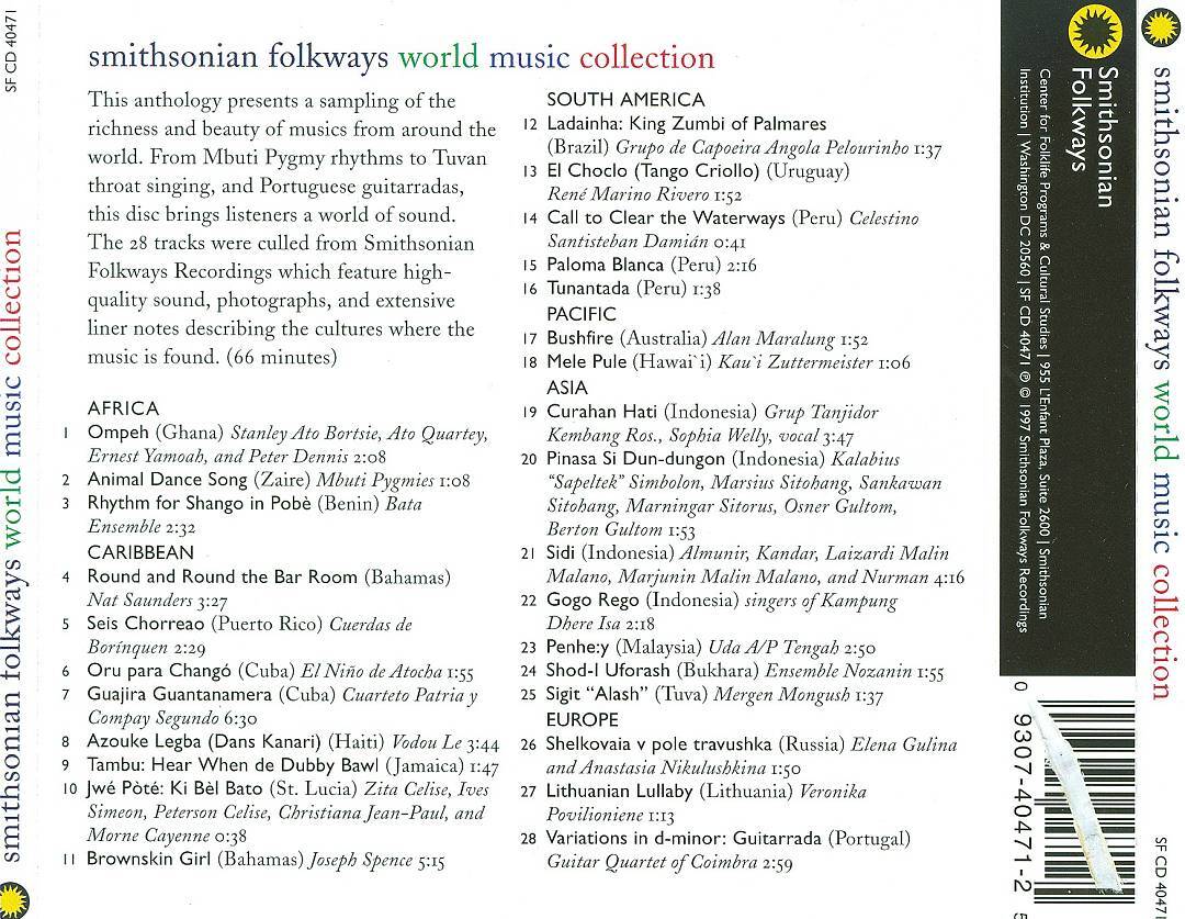 VARIOUS ARTISTS WORLD MUSIC COLLECTION [SMITHSONIAN] NEW CD 93074047125 ...