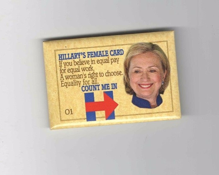 2016 pin HILLARY Clinton pinback FEMALE CARD Count Me In FEMINISM ...