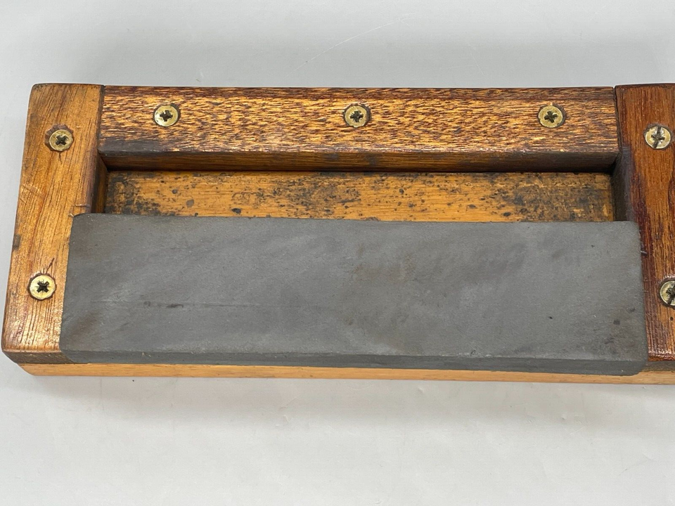 Vintage Combination Oilstone Sharpening Stone Wooden Box Honing Stone ...