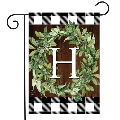 Wreath Monogram H Garden Flag | eBay