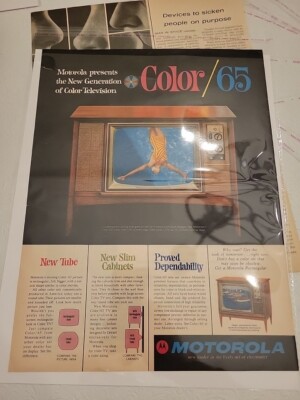 1960's Motorola Color Television Vintage Print Ad 13.5"x10.5" retro ...