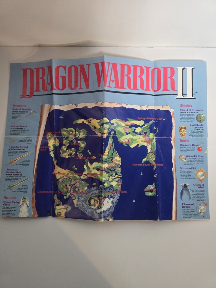 Dragon Warrior II 2 Nintendo NES Game Cartridge CIB Complete w/ Map ...