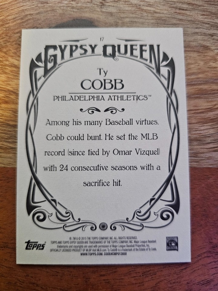 2015 Topps Gypsy Queen Ty Cobb Philadelphia Athletics #17 | eBay
