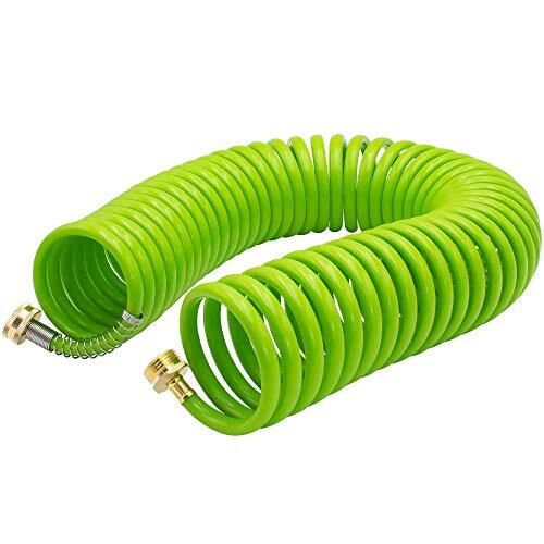50 Ft Coil Garden Water Hose with Brass Connectors with Sprayer Head | eBay