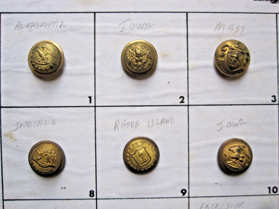 IW era - 28 MILITARY BUTTONS - Cuff Buttons for States & some Regiments ...