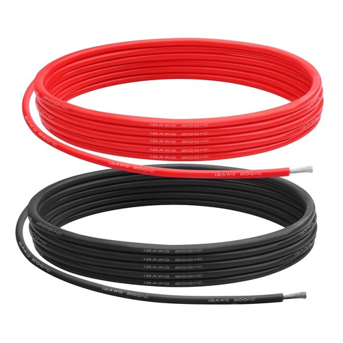 12 AWG Gauge Silicone Wire Electrical Cable（10ft red &10ft Black） Soft ...