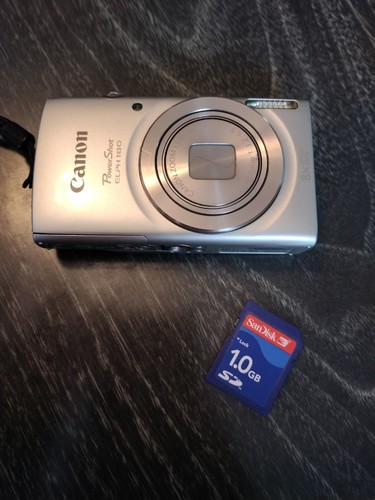 CANON PowerShot ELPH 180 8X Digital Camera Sliver PC 2275 No Charger No ...