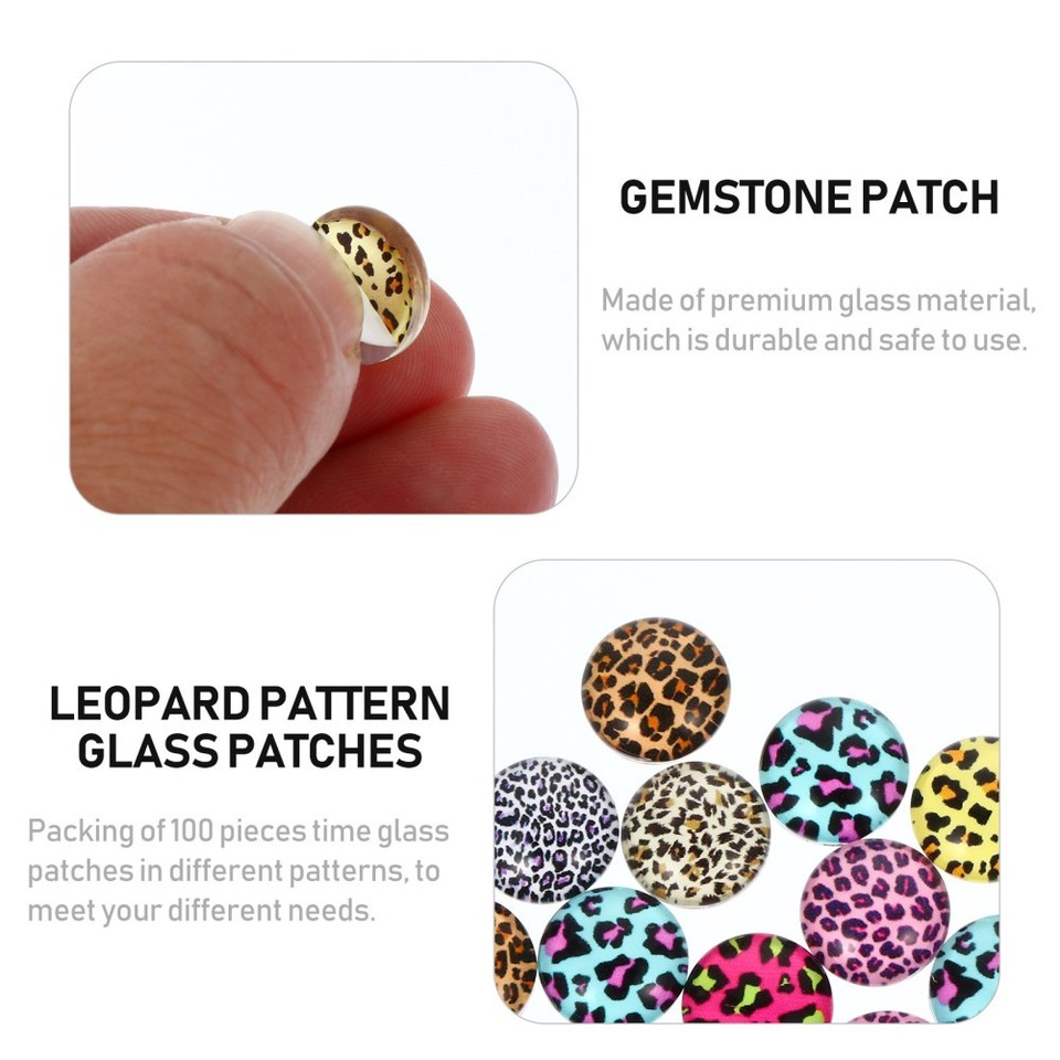 100 Pcs Glass Patches Leopard Pattern Fragments Shape Craft Cabochons ...