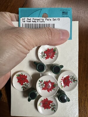 Dollhouse Miniatures Poinsettia Christmas Rose Dessert Set By Barb Set ...