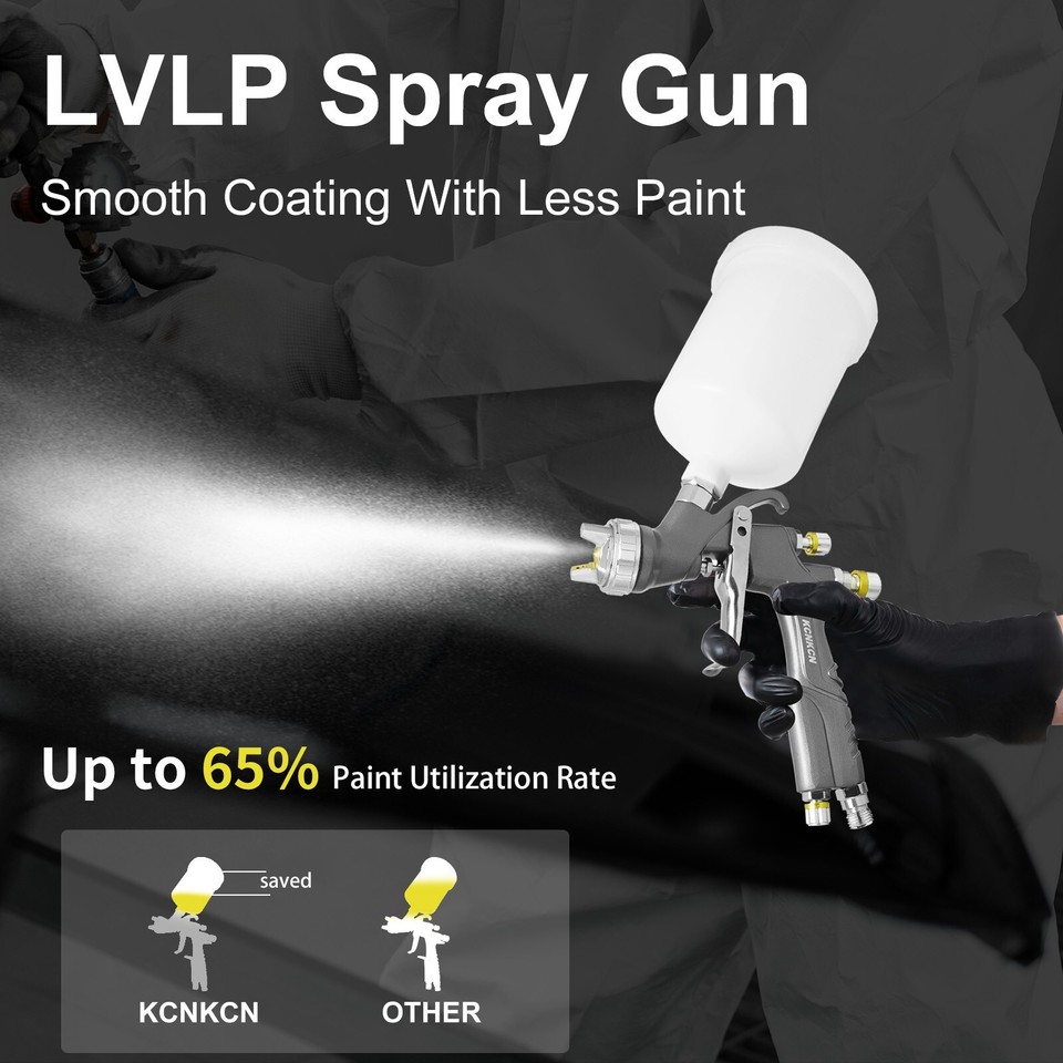 D1 LVLP Air Spray Gun 1.3/1.7/2.0mm Nozzle w/Mix Cups A610 Car Paint ...