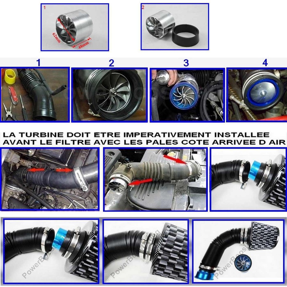 Turbo turbine for air filter direct intake dynamic Citroen C2 C3 C4 C5 ...