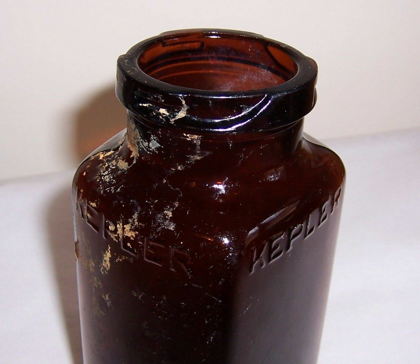 KEPLER WELLCOME CHEMICAL WORKS Embossed Dark Brown Amber Glass Medicine ...