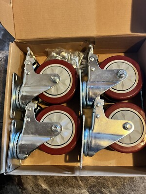 New Moogii 4" Swivel Rubber Caster Wheels with Safety Dual Locking ...