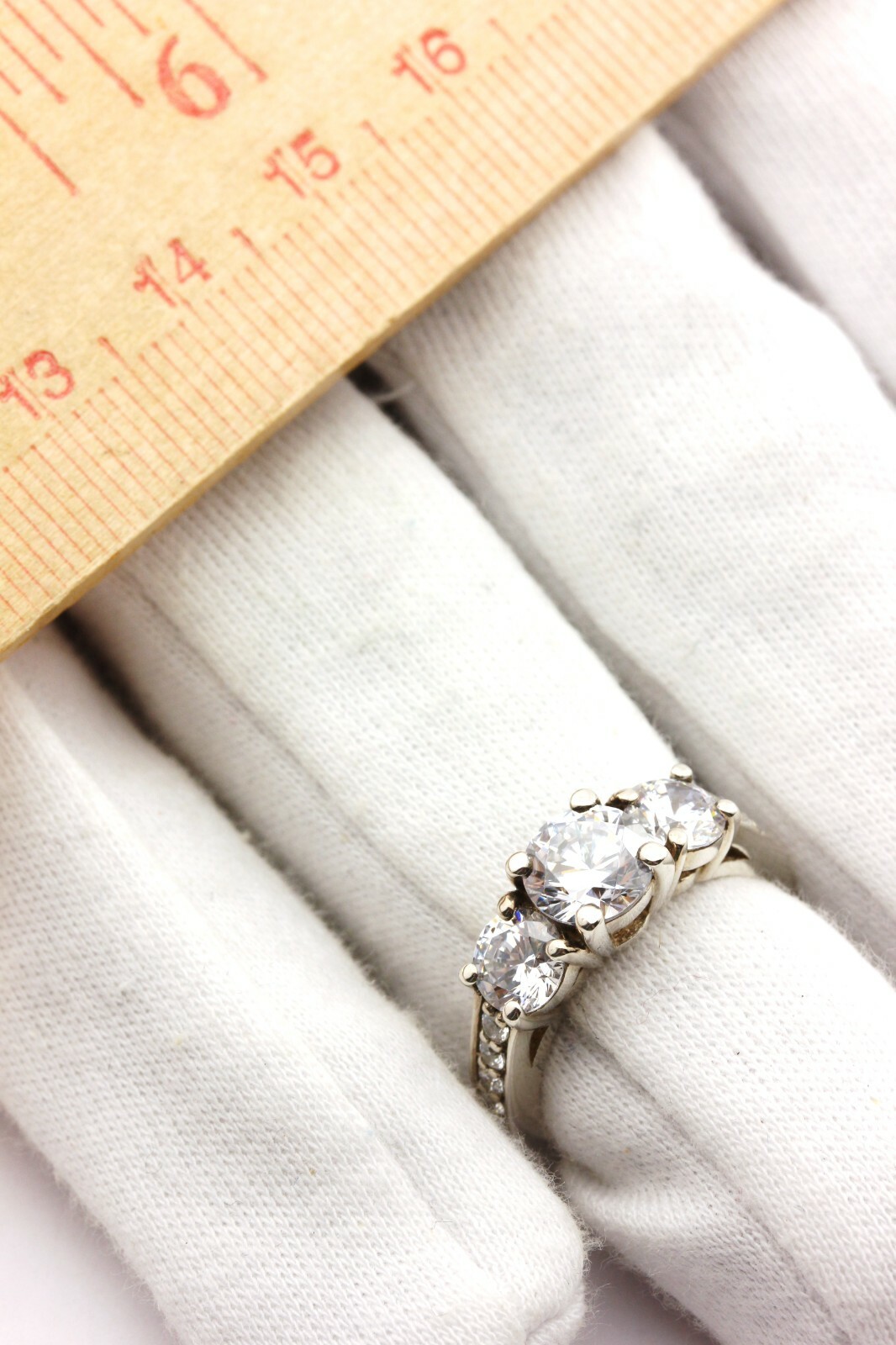 925 sterling silver CZ three stone accents ring engagement fashion new ...