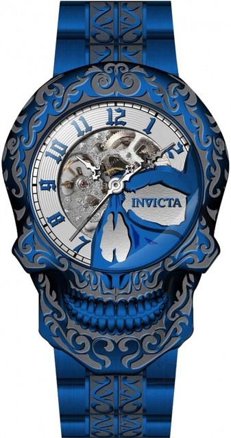 Invicta Men's 51mm Artist Skull Automatic Silver Dial Movable Jaw Watch ...