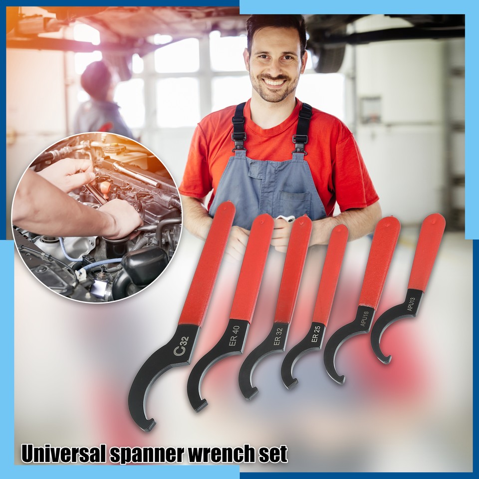 Pack 6 Coil Over Wrench Shock Spanner Universal Adjustable C Shape ...
