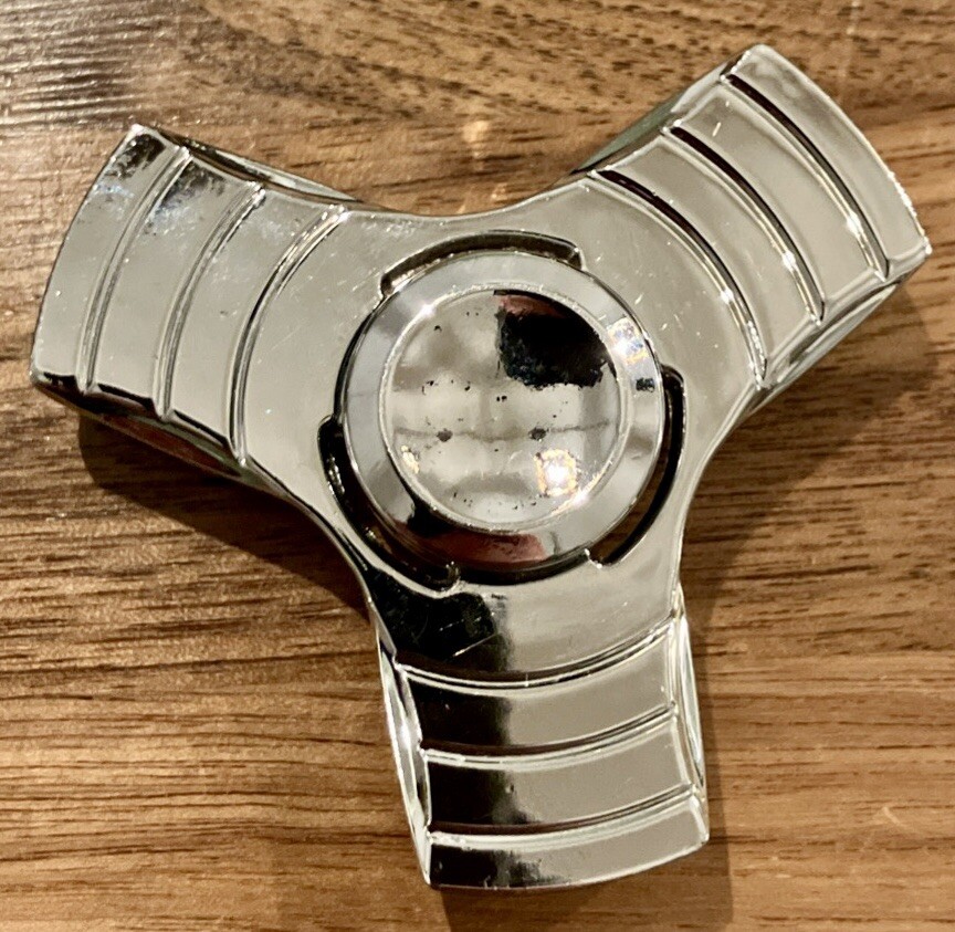 Old School Metal Silver Triangle Fidget Hand Spinner Stress Anxiety ...