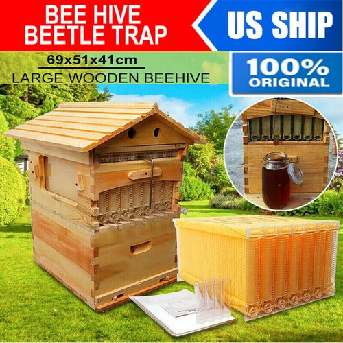 7 Pcs Auto Seep Honey Hive Beehive Frames Or 2 Layer Beekeeping Wooden ...