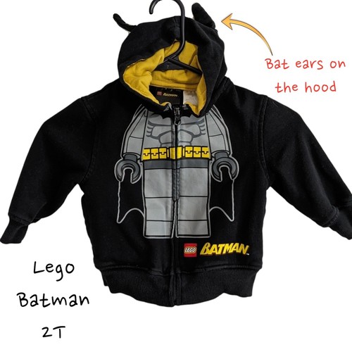 'LEGO Batman' Zip-Front Hooded Jacket, Size 2T Batman Bat ears | eBay