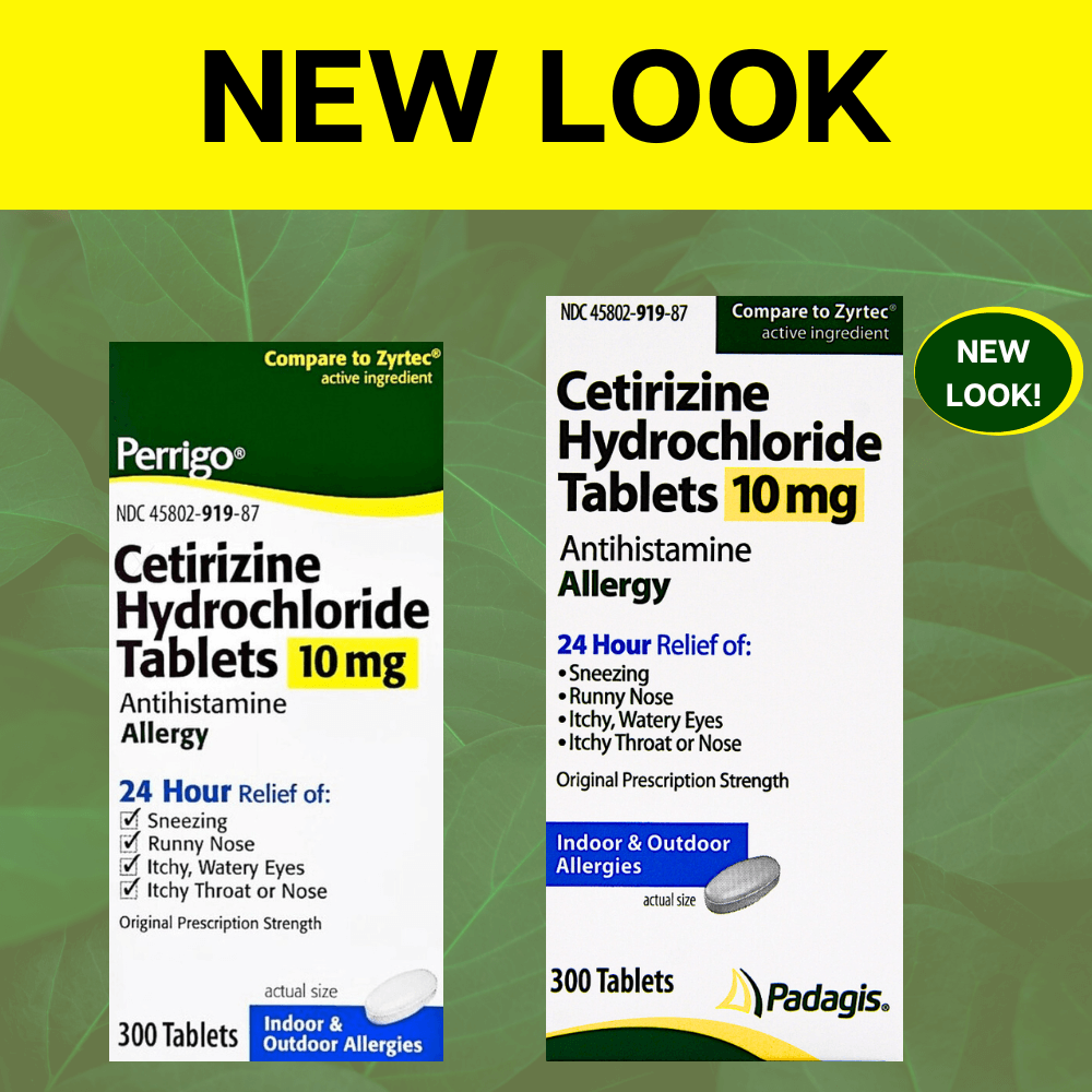 Perrigo Cetirizine HCl 10mg Allergy Relief - 300 Tablets | Zyrtec (Exp ...
