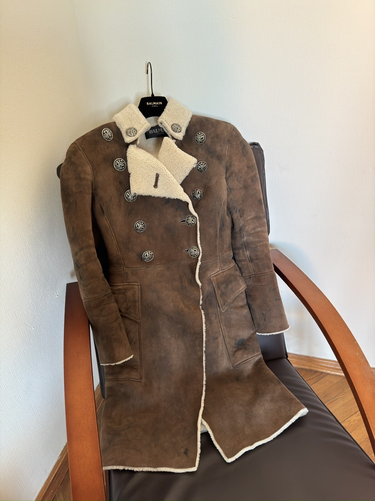 3,5k Gorgeous Authentic Balmain Buttons Shearling Leather Coat Jacket ...