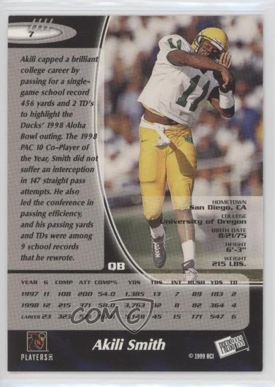 1999 Press Pass Torquers Akili Smith #7 Rookie RC | eBay