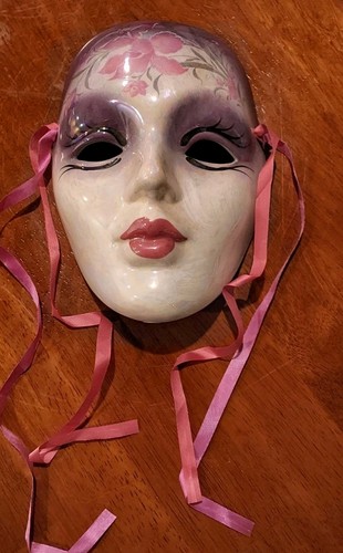 Ceramic Face Mask Mardi Gras Flowers Wall Decor New Orleans Signed | eBay
