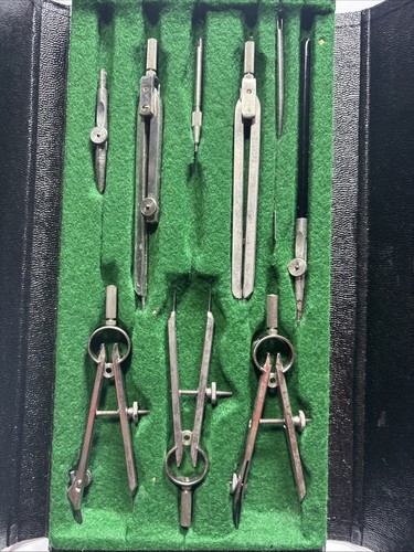 VINTAGE GERMANY 601 DRAFTING LETTERING MECHANICAL DRAWING COMPASS KIT ...