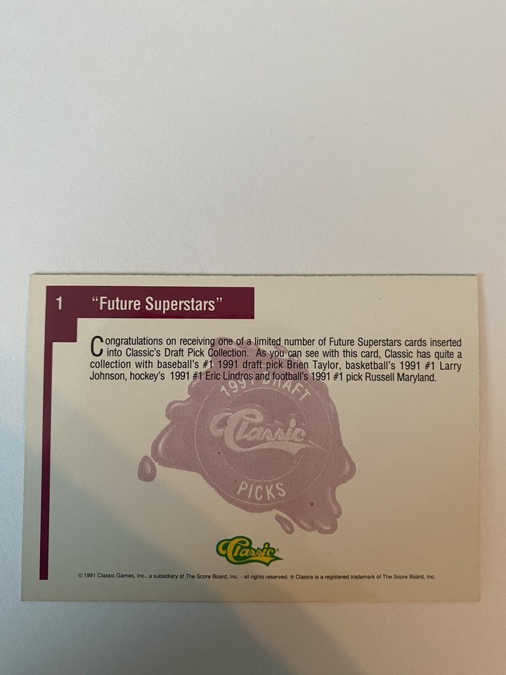 1991 Classic Draft Picks Eric Lindros Larry Johnson Rookie Card | eBay