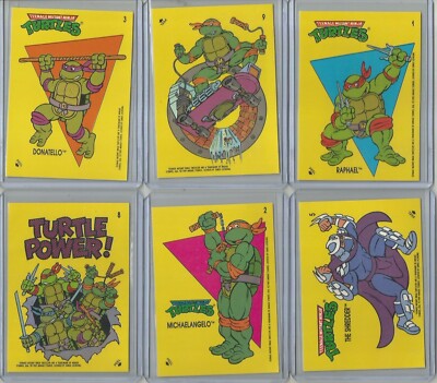 1989 TOPPS TMNT TEENAGE MUTANT NINJA TURTLES LOT 6 STICKERS CARDS MN/MT ...