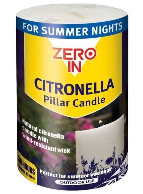 2 X Citronella Pillar Candle Outdoor Garden Summer Nights 38 Hours Burn ...