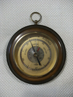Atco Western Germany Barometer Wooden Gold Tone Steampunk 5" diameter ...