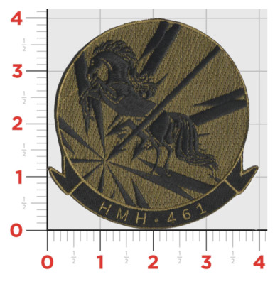4" MARINE CORPS HMH-461 IRON HORSE GREEN HOOK & LOOP EMBROIDERED PATCH ...