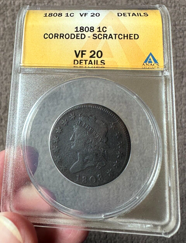1808 Classic Head Large Cent 1C Coin - ANACS VF 20 Details - Free ...