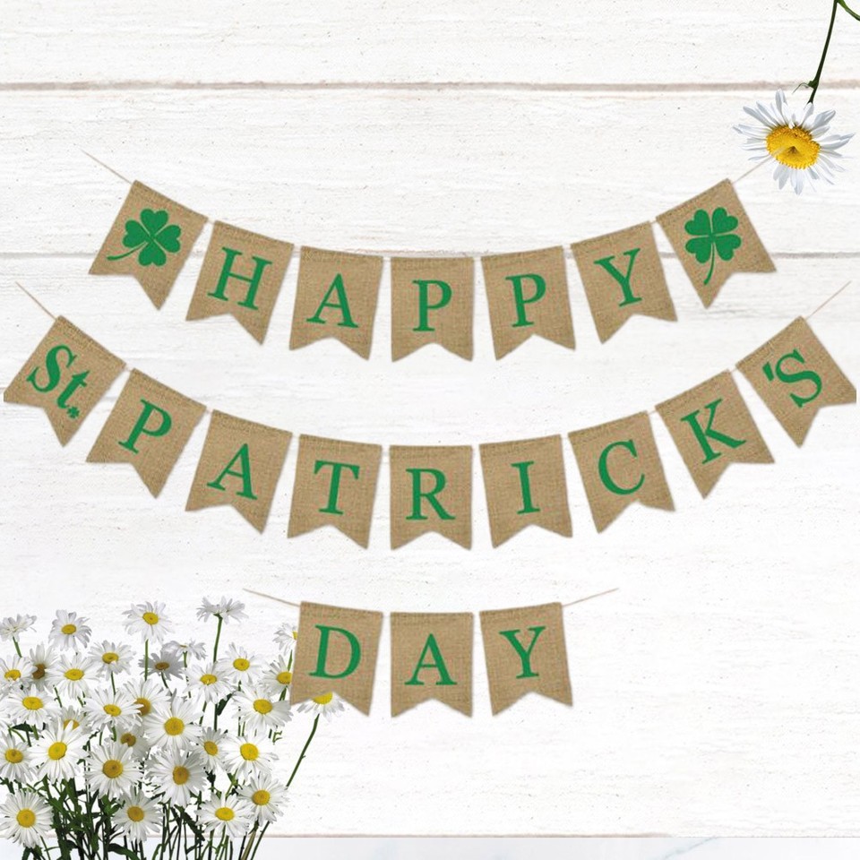 1PC St. Patricks Day Leinen Banner St. Patrick's Day Party Happy | eBay