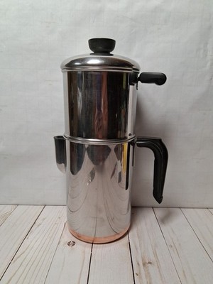 Vintage Revere Ware 8 Cup Stainless Copper Bottom Drip Coffee Maker Pot ...