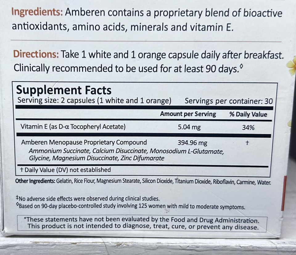 2 X Amberen multi symptom Menopause Relief 60 Caps (120 Total ...