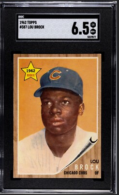 Lou Brock 1962 Topps Baseball Rookie Card #387. SGC 6.5 Excellent-Near ...