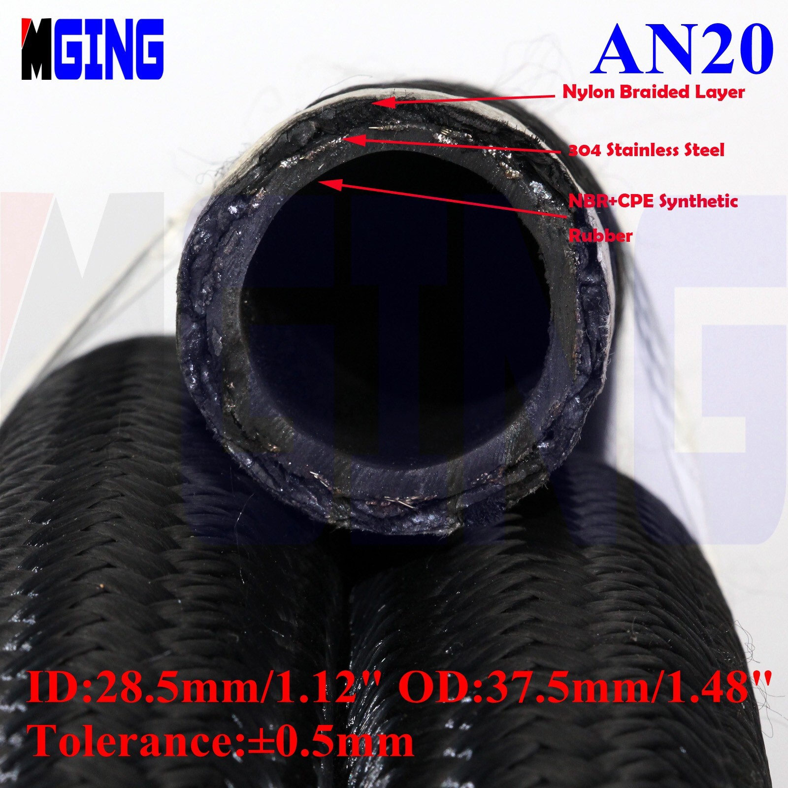 20an an20 NYLON STEEL BRAIDED OIL HOSE FUEL GAS Radiator LINE NBR INNER ...