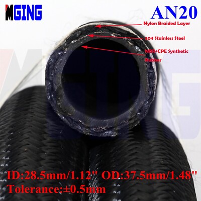 AN20 20AN NYLON STEEL BRAIDED OIL HOSE FUEL GAS Radiator LINE NBR INNER ...