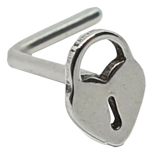 Padlock Nose Stud Love Heart Top 20g (0.8mm) 316L Surgical Steel L Bend ...