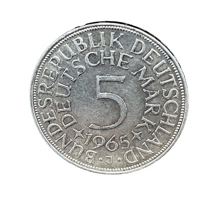 Germany 1965 J UNC. 5 Mark 0.625 Silver Coin KM #112.1 | eBay