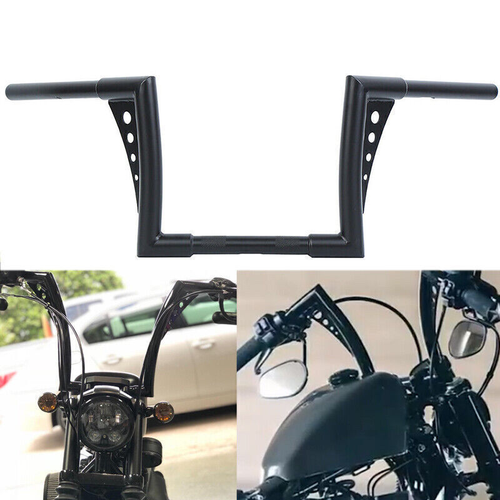 Black Motorcycle APE Hangers Bars 1-1/4" 12" Rise Handlebars For Harley ...