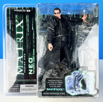 Mcfarlane The Matrix Series One Neo Action Figure Lobby Shootout Scene ...