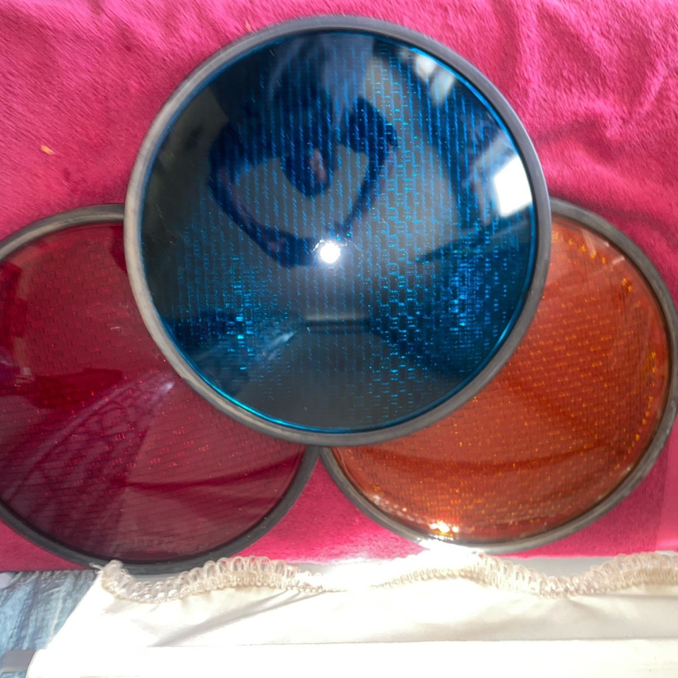 1 set 12” Glass Traffic Signal Light lenses Red Yellow green. With ...