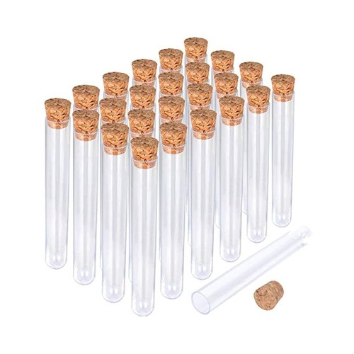 Plastic Test Tubes with Corks, 25 Pack, 15x100mm, Secure & Multi ...